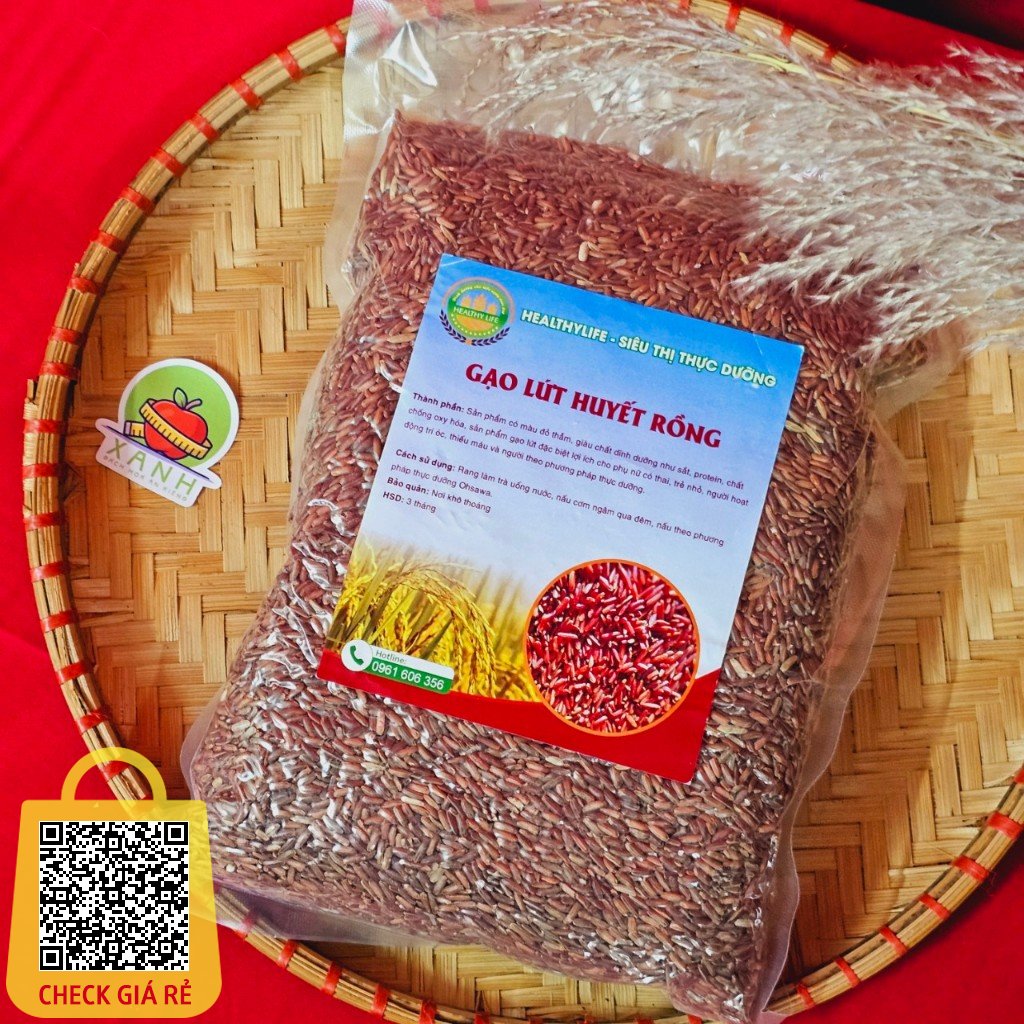 Gạo lứt đỏ huyết rồng loại ngon túi 1kg 100% hữu cơ phù hợp cho người ...