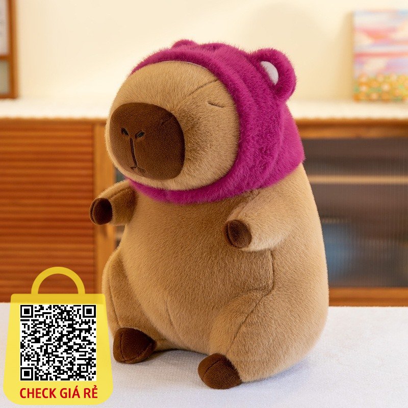 Gối ôm Chuột bông Capybara đội mũ gấu dâu Lotso ANVIHOME siêu dễ thương ...
